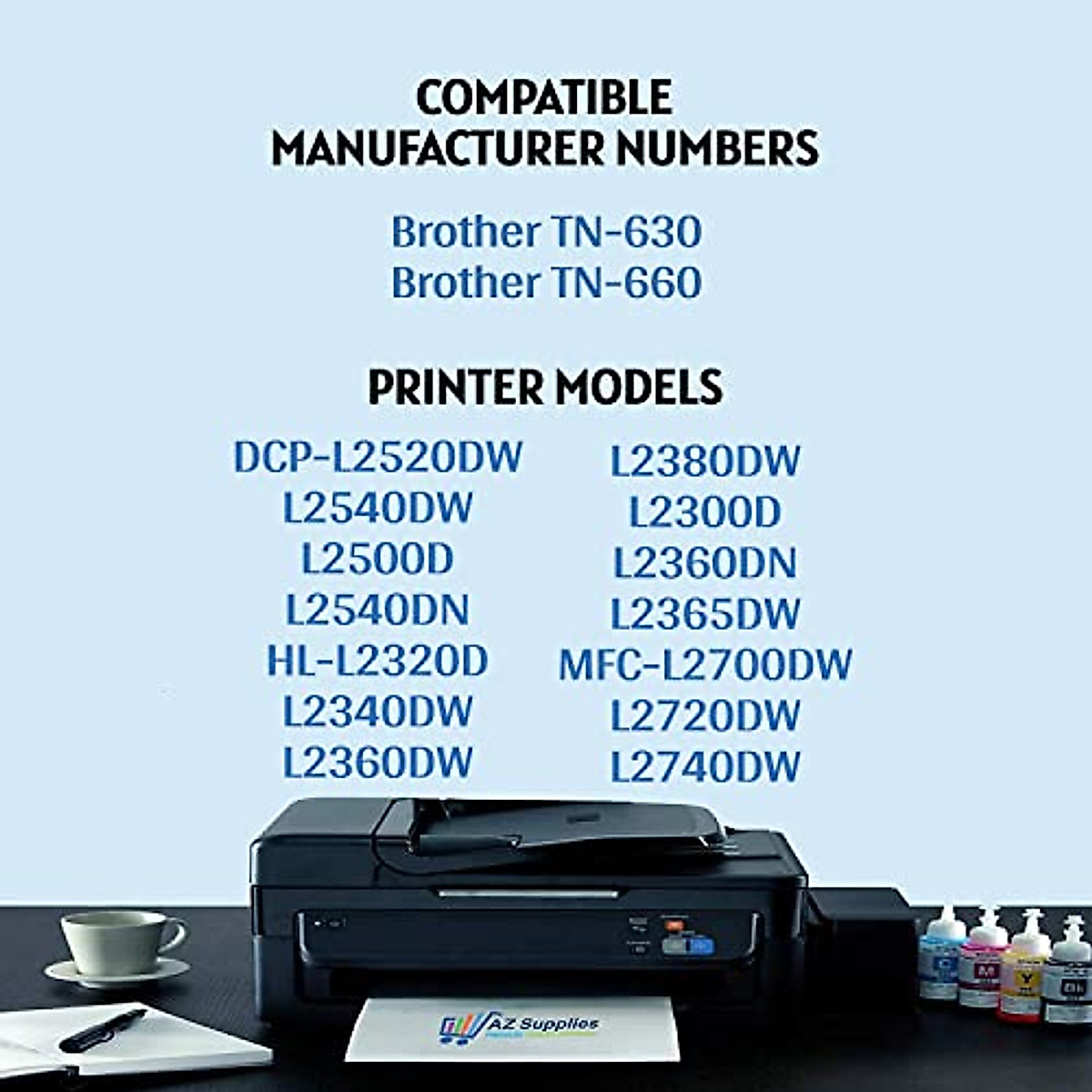 AZ SUPPLIES Compatible Toner Cartridge Replacement for Brother TN-630 660 with DCP-L2520DW L2540DW L2500D L2540DN HL-L2320D L2340DW L2360DW L2380DW L2300D L2360DN L2365DW MFC-L2700DW L2720DW-Black