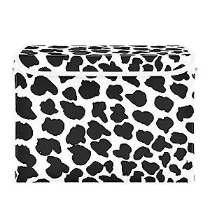 Kigai Cute Cow Black & White Storage Baskets for Shelves Foldable Closet Basket Storage Bins with Lid for Clothes Home Office Toys Organizers