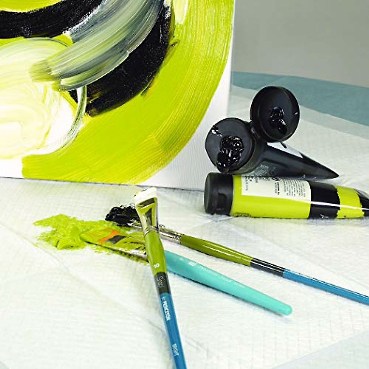 Danco 10957P Protect-It Multi-Purpose Disposable Non-Slip Drop Cloth, Arts & Crafts Splat Mat, Table Top Mat for Kids Painting, Oil Absorbent Pad, Baby Changing Pad, 10 Pk