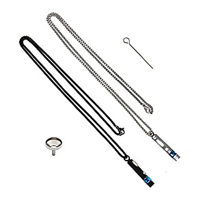 NAIVELY 2 Pieces Crystal Cremation Urn Necklace for Human Pet Ashes Stainless Steel Black Silver Tone Bar Zircon Memorial Pendant, for Ashes Keepsake Cremation Jewelry