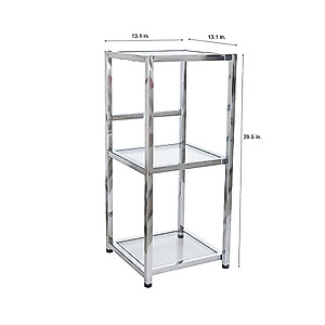 Cambria Studio 3B Mercer 3 Tier Tower Shelving Unit Chrome 13.11 inch L x 13.11 inch W x 29.53 inch H, Silver