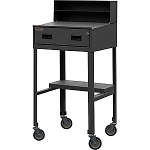 Durham 16 Gauge Steel Half Shelf Mobile Shop Desk with Half Shelf, Gray, 500 lbs Load Capacity, 51" Height, 23" Width