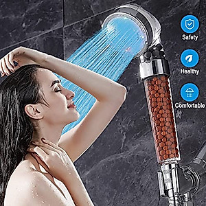 Vacto LED Handheld Shower Head Set with Filtration, Automatic 7-color Changing Shower Head Kit, High Pressure Handheld Shower Head with Hose and Bracket, Water Saving Showerheads with Filtration Beads