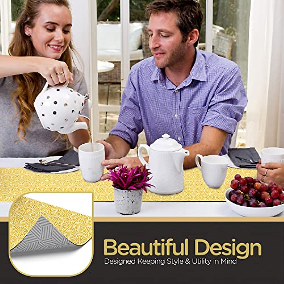 Fennoma Hotrun 2 in 1 Heat Resistant Trivet & Table Runner, 40 Inches Long Trivet for Hot Pots and Pans, Handles Heat Up to 356F, Anti Slip, Waterproof, Ideal for Kitchen Countertops (Ich)