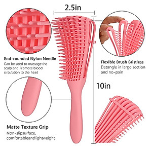 SOSPIRO 3 Pack Detangling Brush, Detangler Brush for Afro America Textured 3a to 4c Kinky Wavy, Curly, Coily, Wet/Dry Hair, Easy to Clean (Pink/Blue/Black)