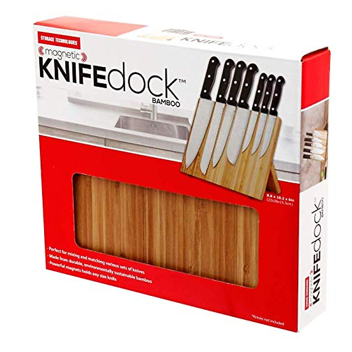Bamboo Magnetic KNIFEdock - The kitchen Magnetic KNIFEdock has revolutionized storing and displaying your knifes both elegantly, and safely. This KNIFEdock keeps your cutlery close at hand.