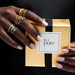 RS Pure by Ross-Simons Turquoise and Diamond-Accented Ring in 14kt Yellow Gold. Size 7