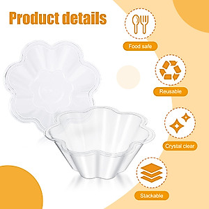 150 Pcs 8.45 oz Clear Plastic Dessert Cups Flower Shape Ice Cream Bowls Flower Dessert Bowls Floral Appetizer Cups Disposable Flower Plastic Bowls for Serving Parfait Fruit Salad Sundae Chocolate