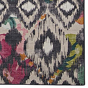 Linon The Anywhere Indoor Outdoor Washable Kauai Ivory & Charcoal 7' X 9' Area Rug