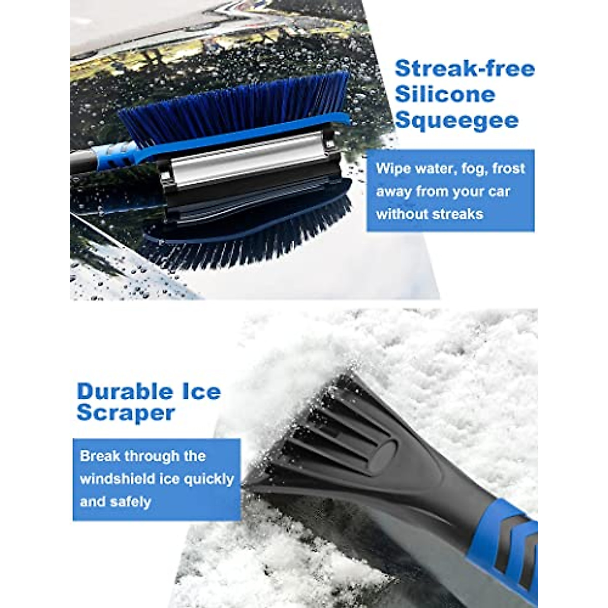anngrowy 41" Ice Scraper Snow Brush for Car Snow Scraper and Brush Snow Broom Windshield Scraper Car Snow Removal Equipment Snow Cleaner for Car Squeegee Extendable Long Snow Brush Broom for SUV Truck