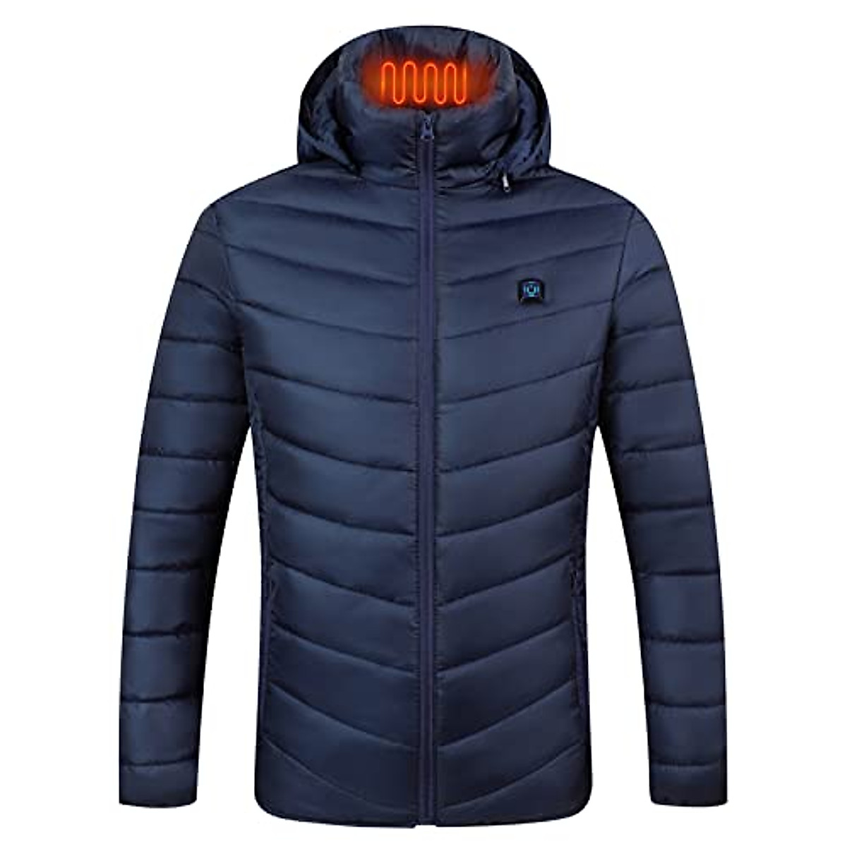 Women's Slim Fit Heated Jacket Quilted Coat Hooded Puffer Thick Down Heated Coat Outdoor Heating Vest Heated Jacket Blue