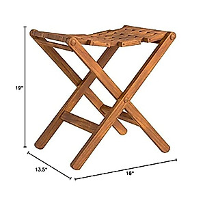 Bare Decor Mosaic Folding Stool in Solid Teak Wood, Brown