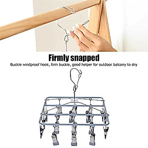 LIUZH Windproof Clothes Drying Rack with 18 Clips Non-Slip Stainless Steel Socks Underwear Laundry Hanger