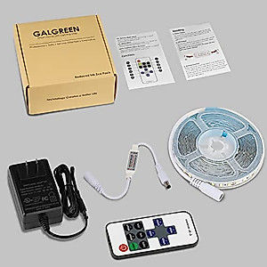 Galgreen LED Strip Lights with Dimmable Remote & Adapter, 16.5ft Smart Led Lights for Bedroom, Bright 600 LEDs 6500K LED Light Strip, Strong Adhesive Cuttable for Kitchen Cabinet, DaylightWhite