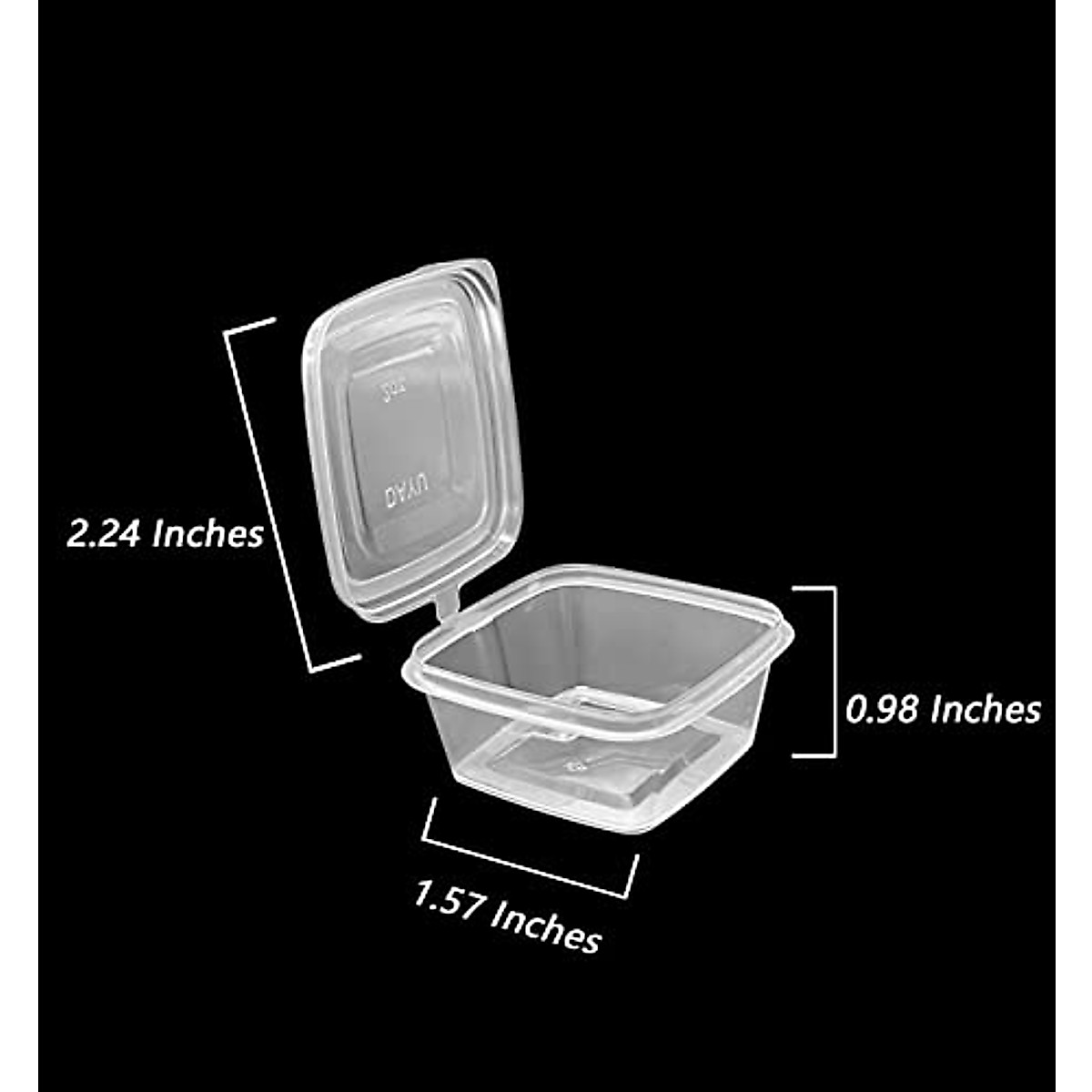 OULIGET Plastic Souffle Cups,Disposable Clear Leak Proof Sauce Cup With Hinged Lid,Used for Various Sauces,Food Samples,Storage Crafts,2 OZ,Square 50 Pieces