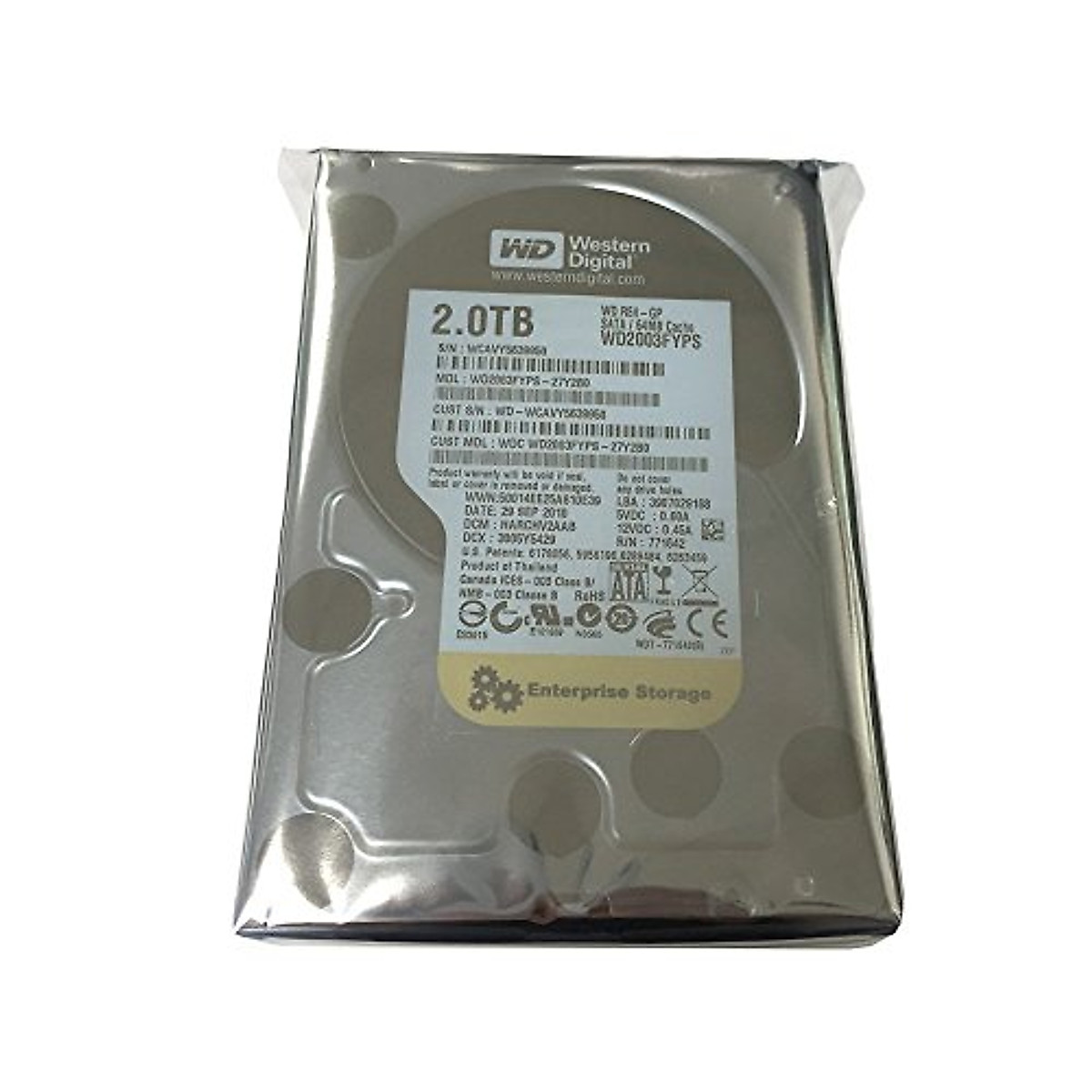 Western Digital RE4 WD2003FYYS 2TB 64MB Cache SATA 3.0Gb/s 3.5" Enterprise Hard Drive - w/3 Year Warranty (Renewed)