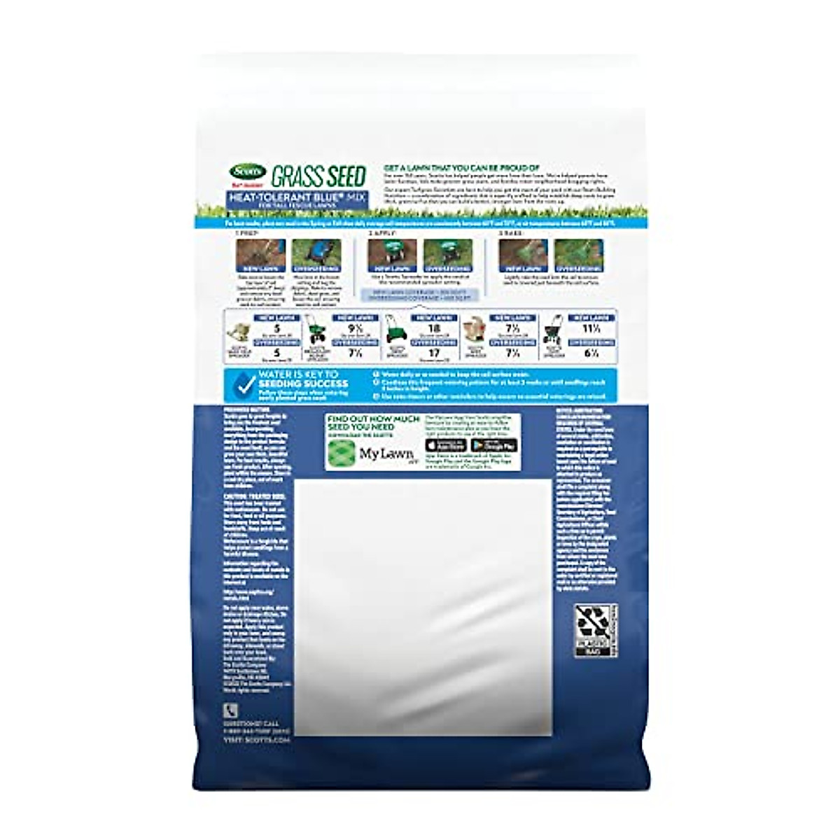 Scotts Turf Builder Grass Seed Heat-Tolerant Blue Mix for Tall Fescue Lawns with Fertilizer and Soil Improver, 2.4 lbs.