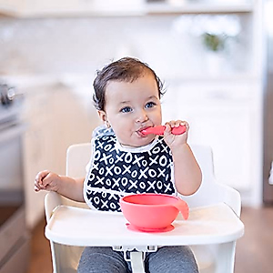 Bumkins Starter Bib, Baby Bib Infant, Waterproof Fabric, Fits Infants and Babies 3-9 Months â€“ Hearts & XOXO (2-Pack)