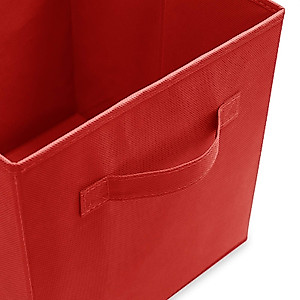 Casafield Set of 6 Collapsible Fabric Cube Storage Bins, Red - 11" Foldable Cloth Baskets for Shelves, Cubby Organizers & More