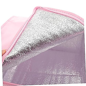 CRILSTYLEO Cake Insulation Bag Insulated Food Carrier Food Warmer Bag Beverage Cake Packing Insulated Bag Hanging Mesh Holder Clothespin Basket Bag Packaging Reusable Door Non-woven Bags Pink