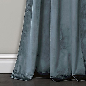 Lush Decor Prima Velvet Solid, 108” x 38”, Slate Blue Curtains Color Block Light Filtering Window Panel Set for Living, Dining, Bedroom (Pair), L