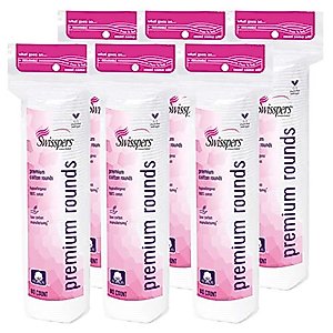 Swisspers Premium Cotton Rounds, Hypoallergenic, 80 Count, Pack of 6 (480 Rounds Total)