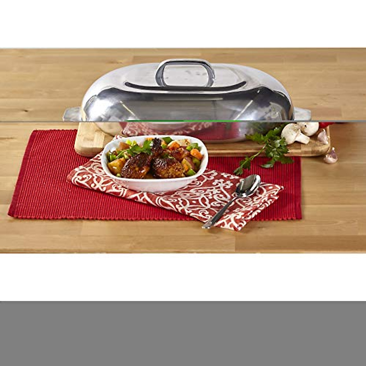 IMUSA USA Heavy Duty Cajun Oval Aluminum Roaster 15, Silver