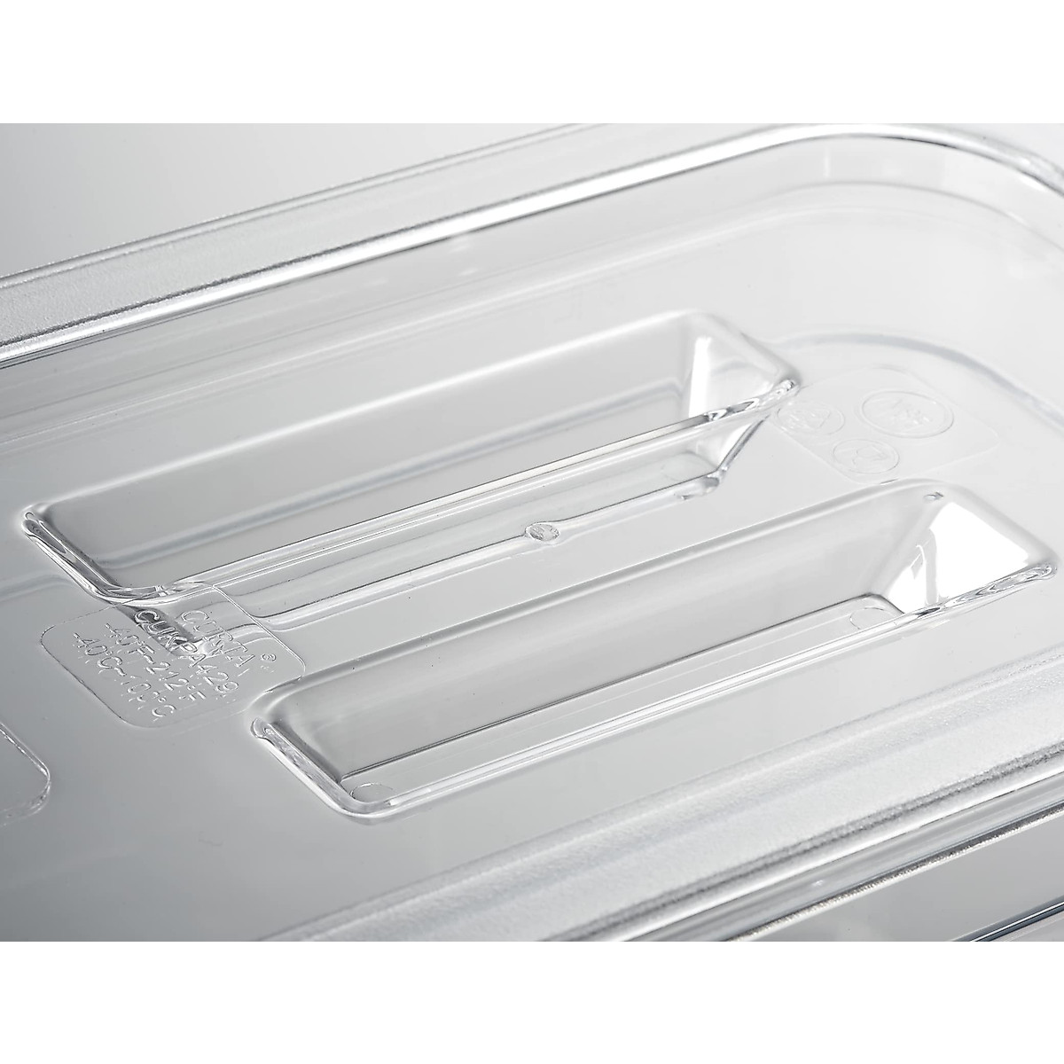 CURTA 6 Pack Food Pan Lids, 1/6 Size Polycarbonate Cover with Handle, Plastic Clear