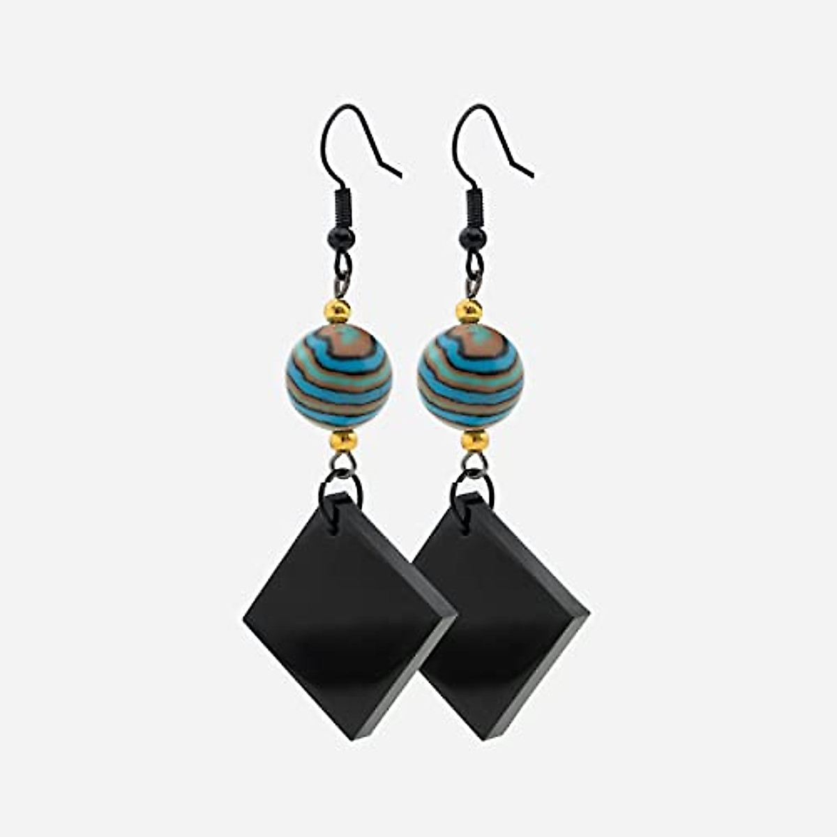 Handmade Earrings Stone Drop Dangle Earrings Black Resin Earrings for Women and Girls