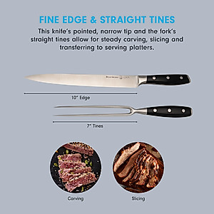 Messermeister Avanta Kullenschliff Carving Set - Includes 8” Carving & Slicing Knife + 7” Fork - German X50 Stainless Steel - Rust Resistant & Easy to Maintain