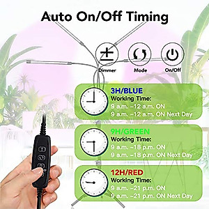 Grow Lights for Indoor Plant Growing Lamp,GooingTop Free Standing Plant Lamp with Red Blue LED for Small Mini Succulent Seedling Growth,Mixed Color Spectrum with Timer 3 9 12Hrs