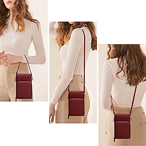 WITERY Small Cellphone Crossbody Purse- Lightweight Leather Travel Phone Crossbody Bags Shoulder Bags with 2 Shoulder Straps & Credit Card Slots for Women