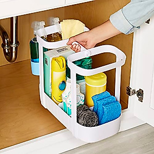 YouCopia SinkSuite Under Sink Cleaning Caddy, 2-Tier Adjustable Cleaning Supplies Organizer with Handle for Kitchen and Bathroom Cabinet Organization and Storage