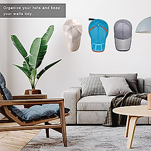 Adhesive Hat Hooks for Wall - 6 Pack, No Drilling Design, Multi Purpose Strong Hold Hat Hangers for Door, Wardrobe, Bedroom, Office - Black