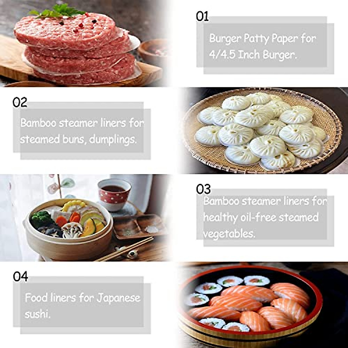 FUMHEUF Air Fryer Parchment Paper 400Pcs, 4.5/5/6 Inch Parchment Paper Liners Non-Stick Perforated for Air Fryer, Bamboo Steamer Liners, Steaming Papers for Steamed Buns Dumplings (5inch-400pcs)