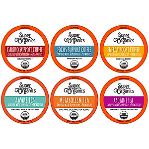 Super Organics 6 Piece Coffee & Tea Variety Pack, 60 Count