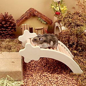 BUCATSTATE Hamster Climbing Ladder, Wooden Climbing Toy and Bridge Cage Decor for Hamsters Gerbils Mice and Small Animals (Snake Pattern)