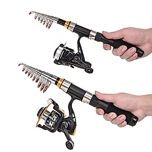 LIZHOUMIL Mini Fishing Pole, Ultra Light Telescopic FRP Fishing Rod, Portable Mini Sea Pole, Short Pole Ceramic with Guide Multiple Sizes for Chosen 1.0m