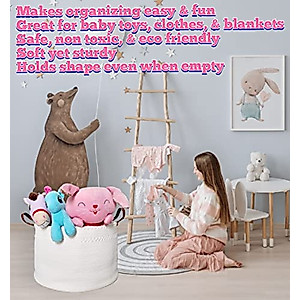 OTON HOME Dual Braided True White Farmhouse Basket - XX Large Woven Baskets for Storage - Big Baskets for Blankets in Living Room - Baby Toy Basket - Laundry Basket Woven - Nursery Storage Basket