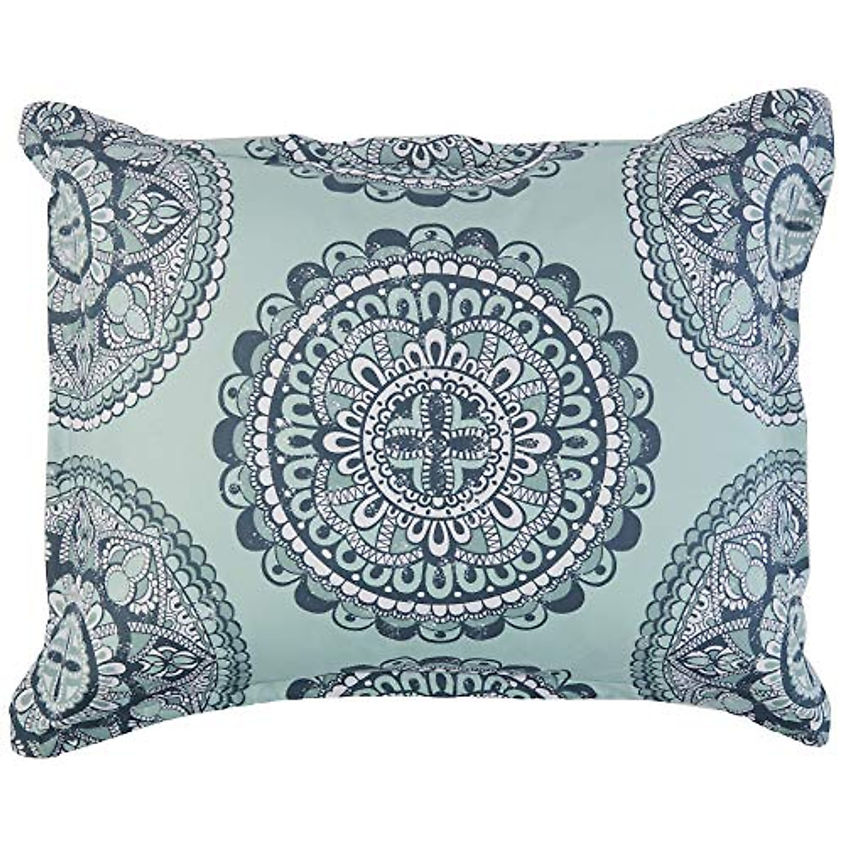 Amazon Basics 10-Piece Bed-in-a-Bag - Soft, Easy-Wash Microfiber - Full/Queen, Sea Foam Medallion