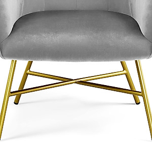 Topeakmart Modern Accent Barrel Chair Living Room Chair Velvet Accent Armchair with Metal Legs for Living Room Bedroom Home Office Grey