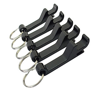 Set of 5 -Black Key Chain Beer Bottle Opener / Pocket Small Bar Claw Beverage Keychain Ring