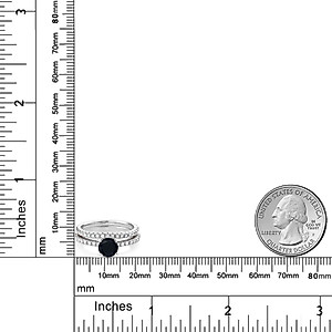 Gem Stone King 925 Sterling Silver Black Onyx and White Moissanite Wedding Engagement Band Bridal Set Ring For Women (1.29 Cttw, Gemstone December Birthstone, Available In Size 5, 6, 7, 8, 9)