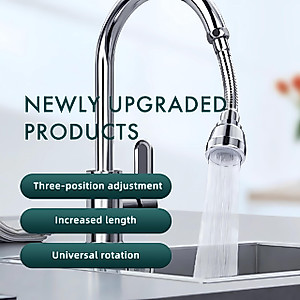 MANMOON Swivel Faucet Aerator with 3 Spray Modes & 360° Rotation, Water-Saving Sink Sprayer Attachment for Kitchen/Bathroom, Chrome-Plated Nozzle (Easy Install, Anti-Splash,Three-stage,Medium)