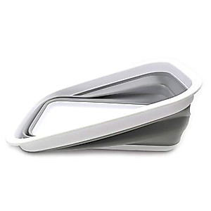 SAMMART 9.2L (2.37Gallon) Collapsible Tub - Portable Outdoor Picnic Basket/Crater - Foldable Shopping Bag - Space Saving Storage Container (M, Gray)