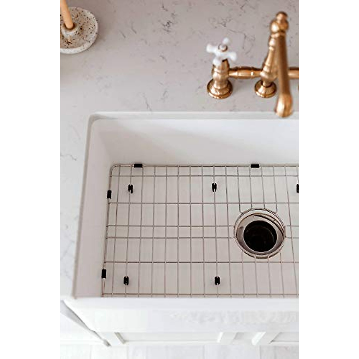 Kingston Brass KS7277PXBS English Country 8" Bridge Kitchen Faucet with Sprayer, Brushed Brass