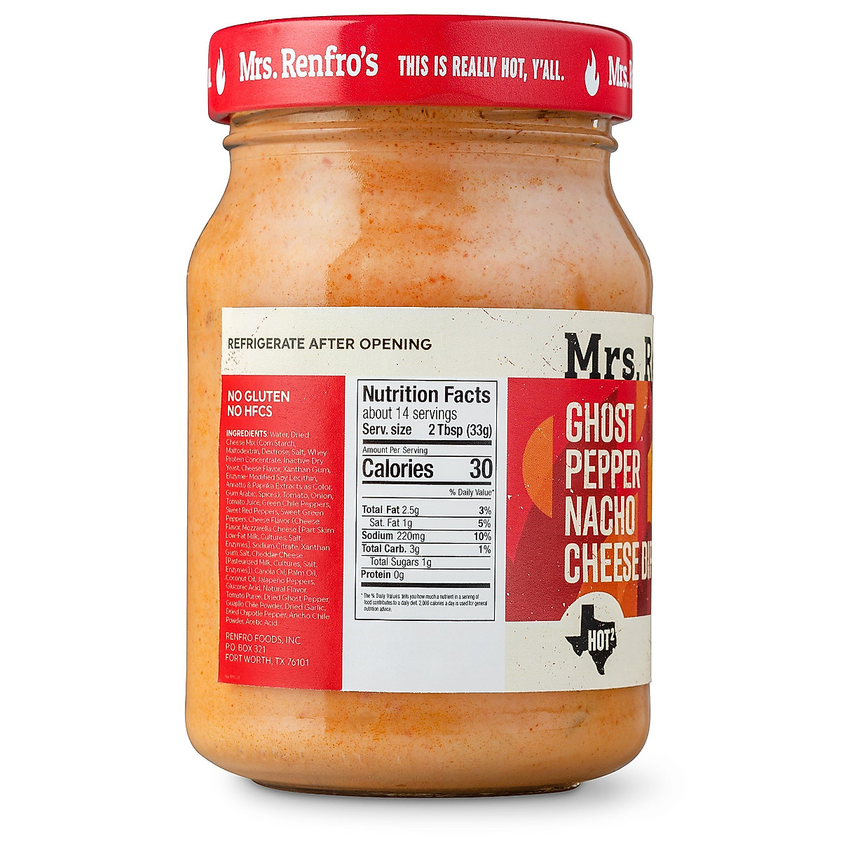 Mrs. Renfro’s Ghost Pepper Nacho Cheese Dip – Gluten Free (16-oz. jars, 4-pack)