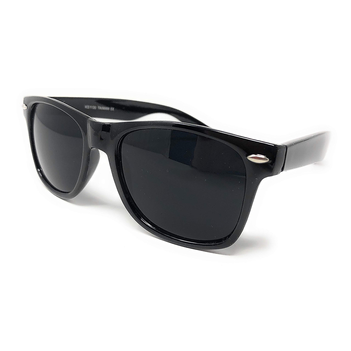 My Shades - Retro 80's Classic Rectangle Sunglasses (Black, Super Dark)