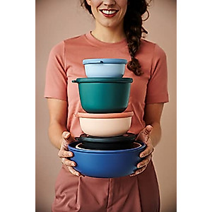 MEPAL, Cirqula Multi Food Storage and Serving Bowl with Lid, Food Prep Container, Shallow, Nordic Berry, 1.3 Quarts (1.25 Liters, 42 ounces), 1 Count