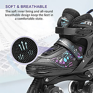 Hikole Roller Skates for Girls and Boys,4 Size Adjustable Kids Roller Skates with 8 Light Up Wheels,Toddler Skates for Outdoor & Indoor